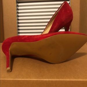 Shoes | Fiery Red Suede Heel | Poshmark